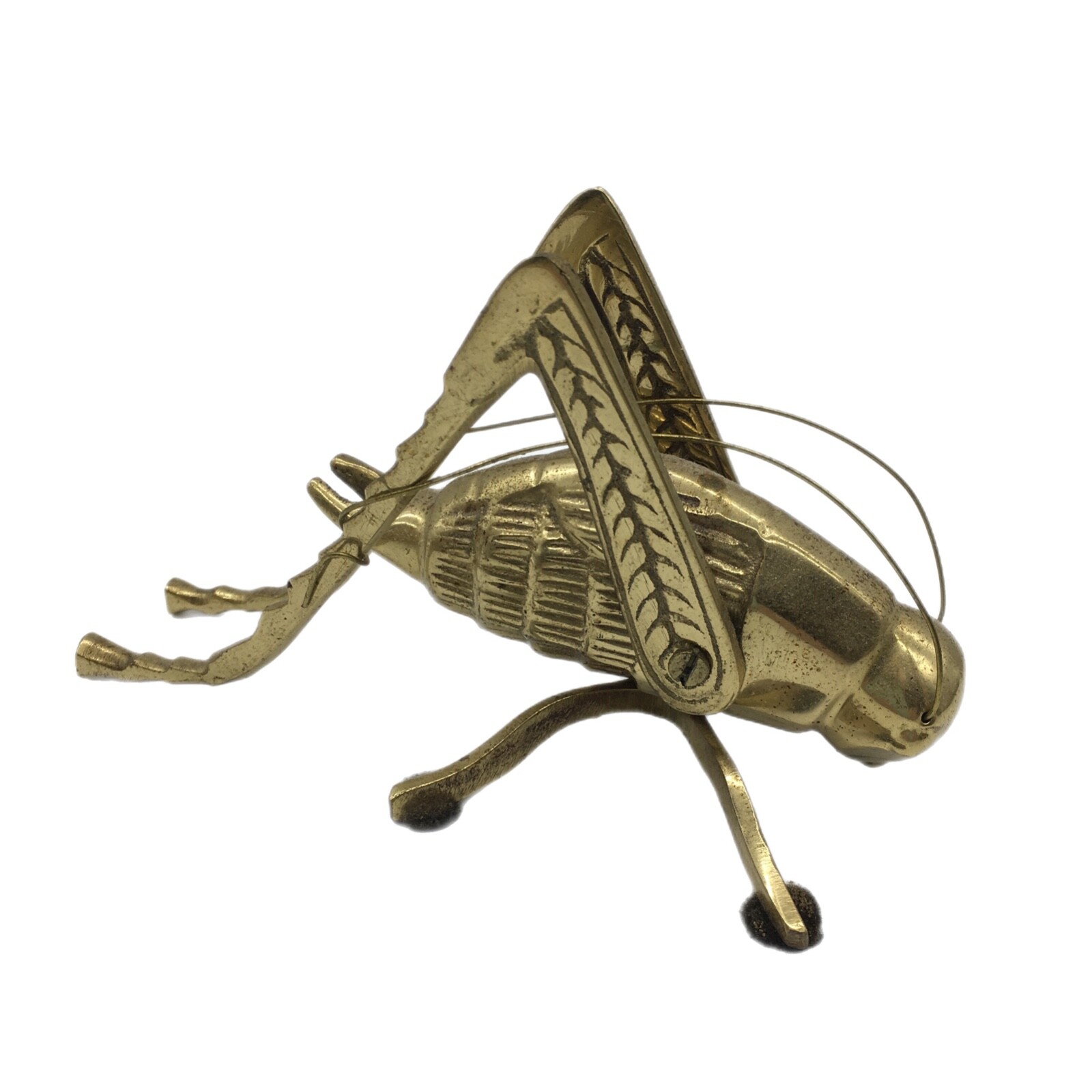 Vintage Brass Lucky Cricket Paperweight Figurine Grasshopper Office ...