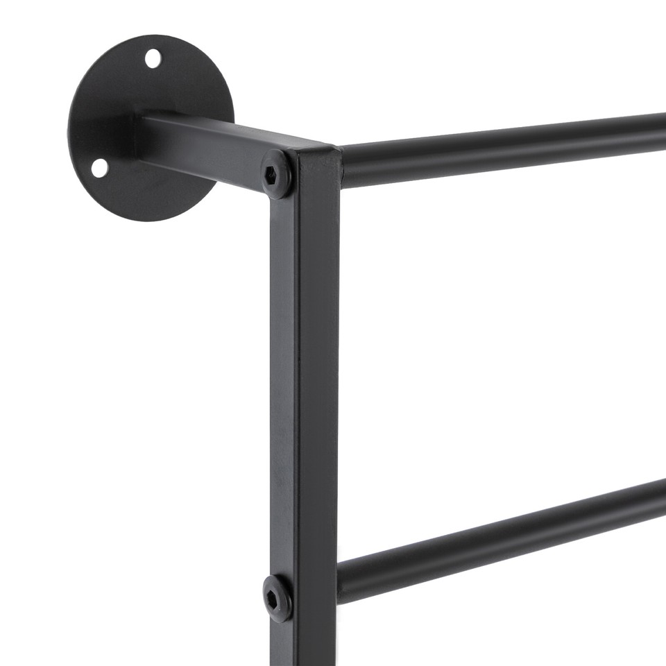 Black 7-tier Wall Mounted Scarf Rack, Wall Display Rack, Towels Storage ...