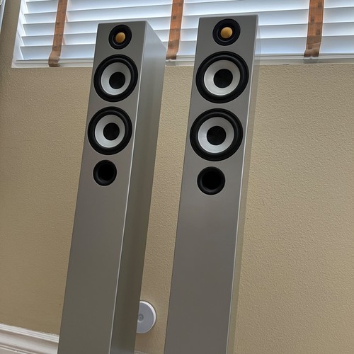 $1,200 PAIR of Monitor Audio Radius 270 R270 Silver Slim Floor Standing ...
