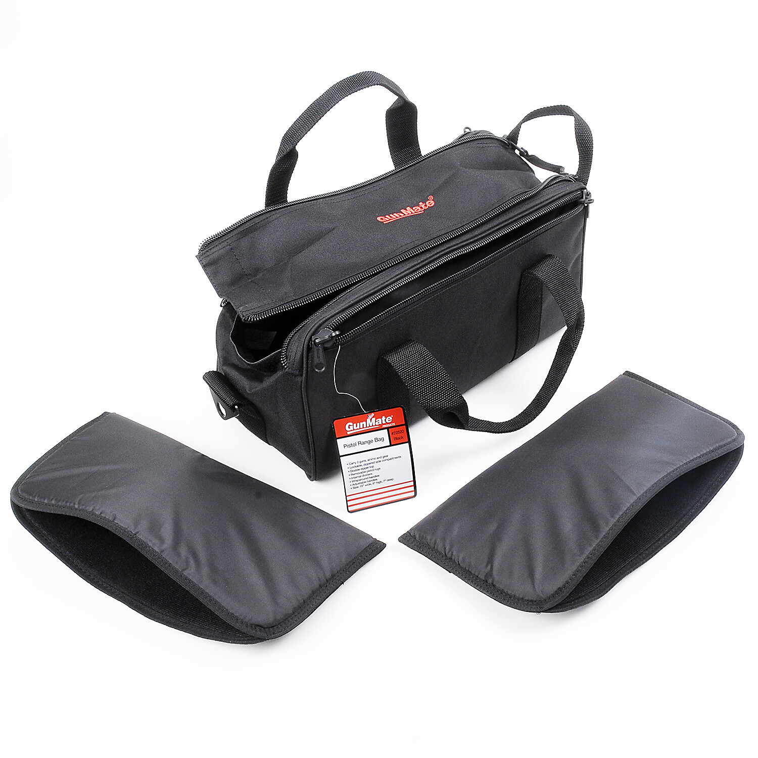 GunMate Shooting Range Bag Black Soft Lockable Side Zipper Compartments ...