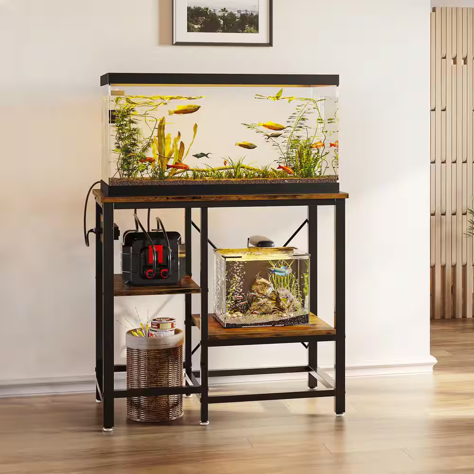 Rustic Brown 30 In. Aquarium Stand with Shelves, Fish Tank Stand with ...