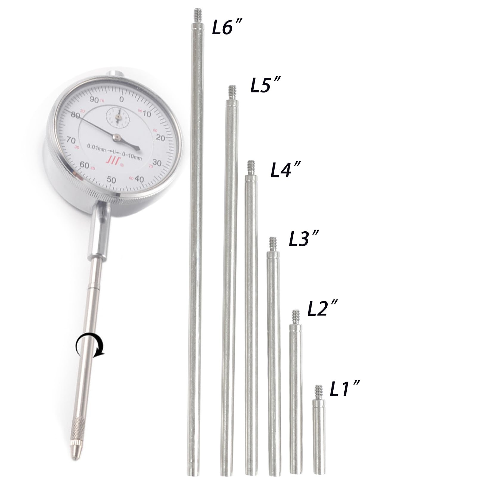 6pcs Dial Indicator Extension Stem Rod, 1",2",3",4",5",6",Electrical ...