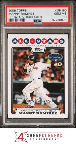 2008 TOPPS UPDATE & HIGHLIGHTS #UH190 MANNY RAMIREZ POP 3 PSA 10 ...
