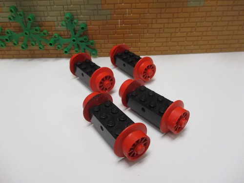 (B6/22) 4 X LEGO Railway Wheel Wheels Red Axis Train Wagon 4,5V 9V 12V ...