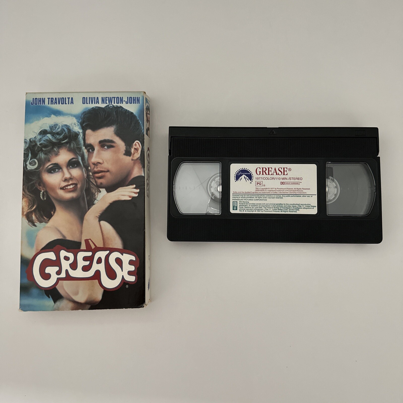 Grease VHS 1977 VCR Video Tape Movie John Travolta Olivia Newton-John ...