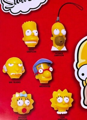 The Simpsons Full Set 6 Funny Face Charms Tomy Gacha Toy Vending 2 ...