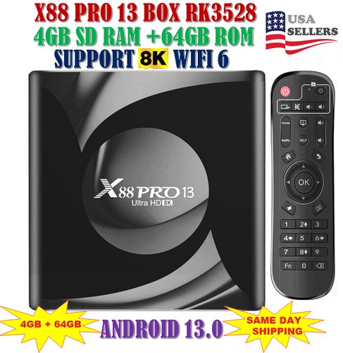 X88 PRO 13 RK3528 Android 13 Smart TV Box 4G 64G Wifi6 BT 4K H.265 ...