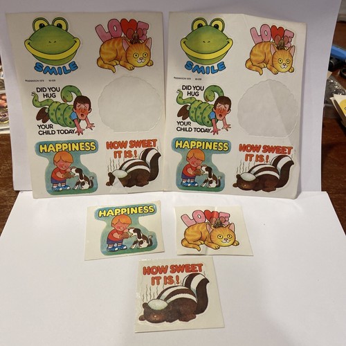 Vintage 1979 Dennison Funny Animal Stickers Sheets Frog Snake Cat Dog ...