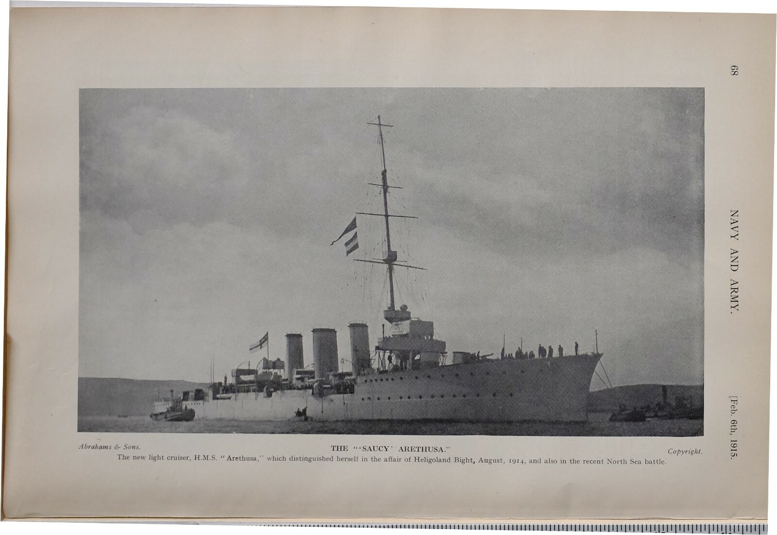 1915 WW1 PRINT HMS ARETHUSA LIGHT CRUISER | eBay UK