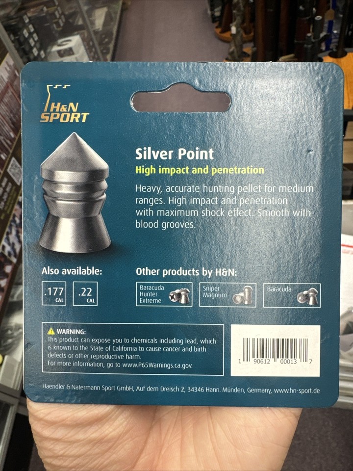 H&N Silver Point Air Gun Pellets .25Cal, 24.38gr, 150 Count ...