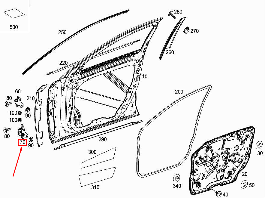 MERCEDES-BENZ S W222 Front Right Bottom Door Hinge A2227200437 NEW ...