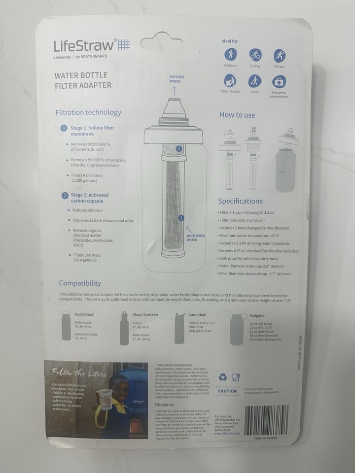 LifeStraw Universal Water Filter Bottle Adapter By Vestergaard - NEW | eBay