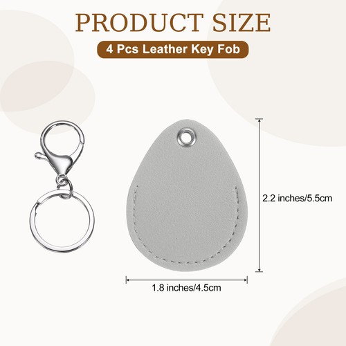 4pcs PU Leather Key Fob Car Keychain Key Holder with Key Ring, Gray | eBay