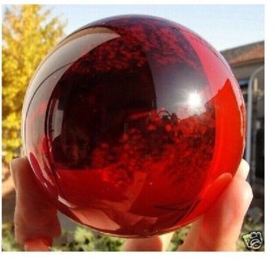 100mm + Stand Asian Rare Natural Quartz red Magic Crystal Healing Ball ...
