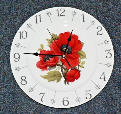 Poppy design 10.5" large ceramic wall clock - gift boxed.Beautiful ...