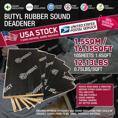 1.5SQM Car Sound Mat Butyl Sound Deadener Auto Audio Noise Insulation ...