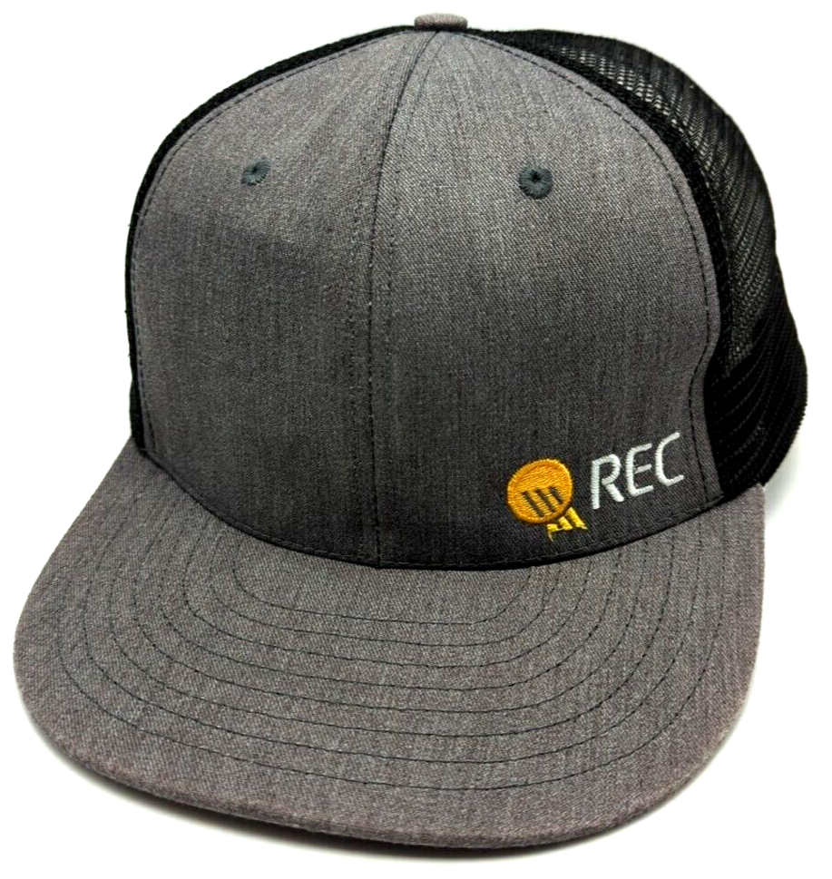 RENEWABLE ENERGY CORPORATION hat REC gray black adjustable snapback cap ...
