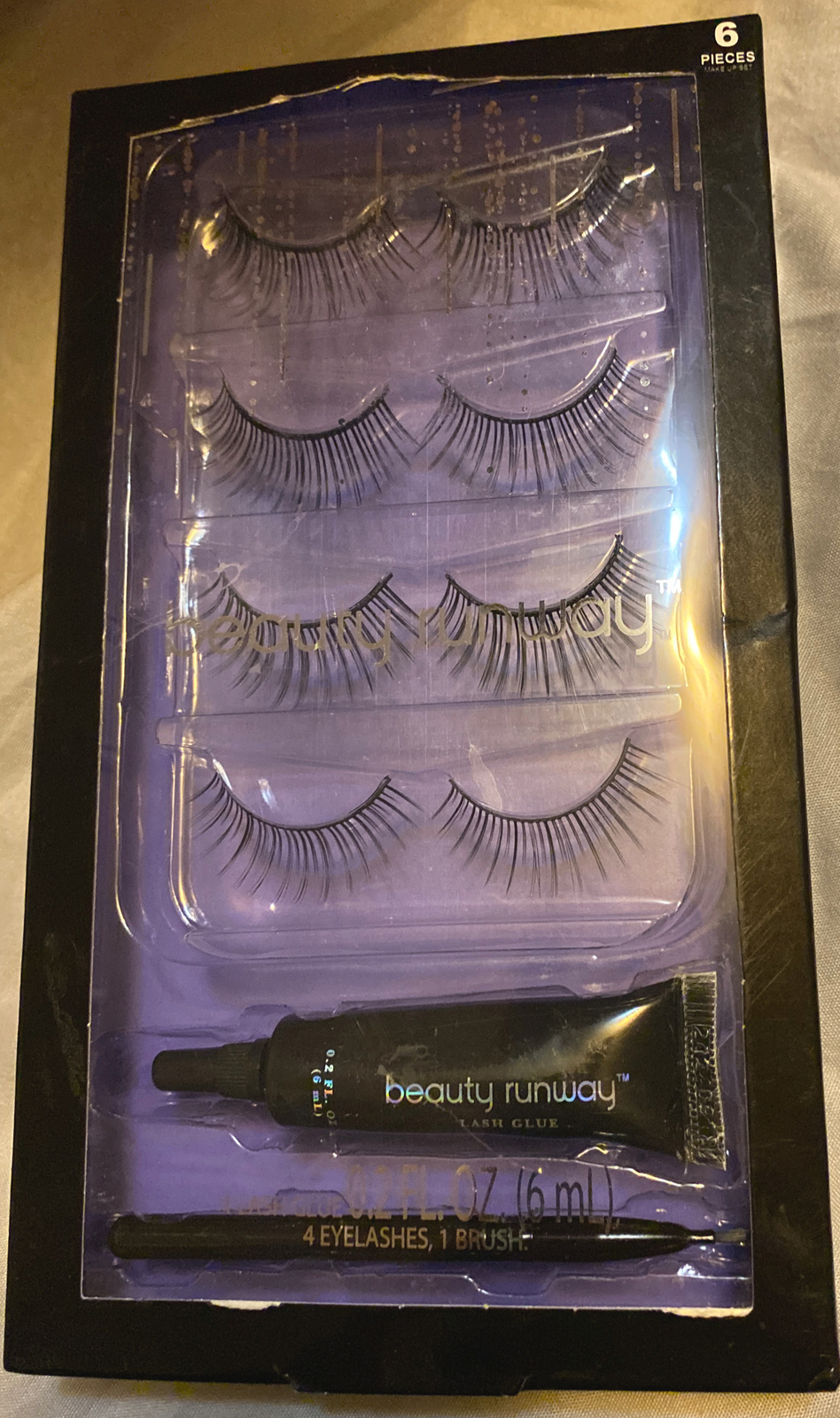 Beauty Runway 6Pc Eyelash Kit 4 Eyelashes, 1 Lash Glue 0.2fl oz, 1 ...