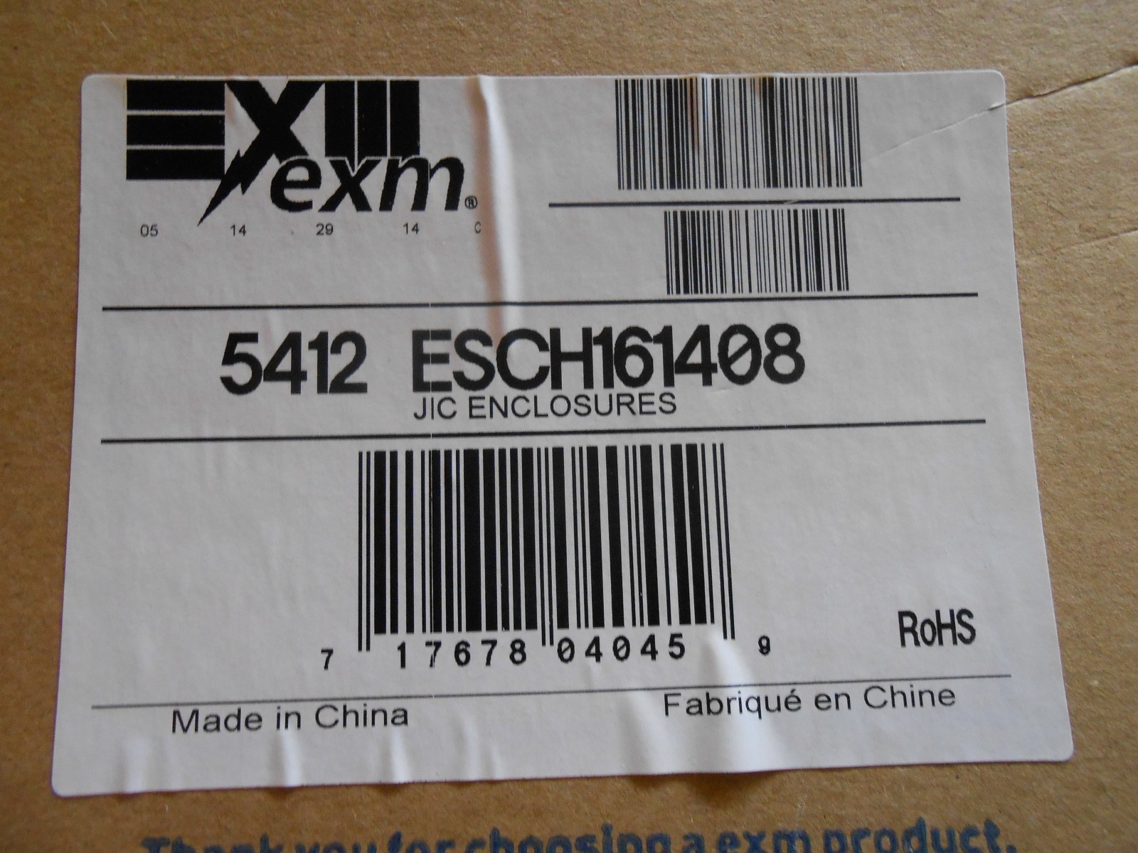 NEW EXM EUROBEX 5412 ESCH161408 Outdoor Nema 12,4 Enclosure qty 1 per ...
