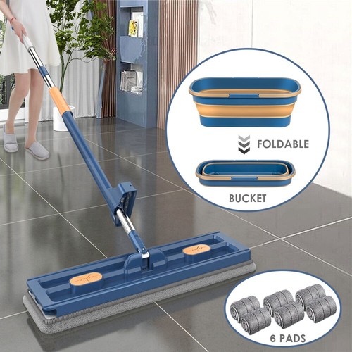 42CM Mop 360° Rotating Wet Cleaning Magic Self Wringing Mop + Foldable ...