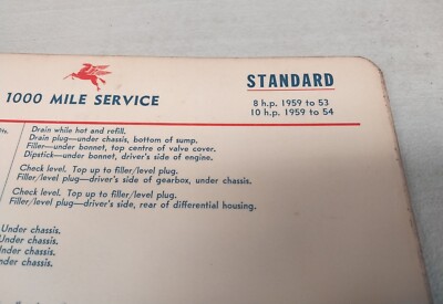 1953 - 1959 STANDARD 8hp & 10hp - Mobil Australia Service Garage Chart ...