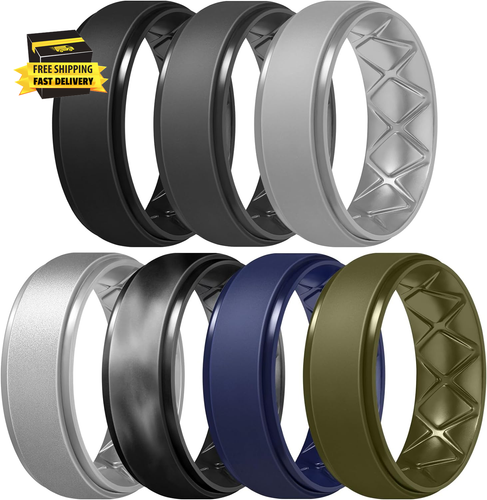 Inner Arc Ergonomic Breathable Design, Silicone Rings Mens with Half ...