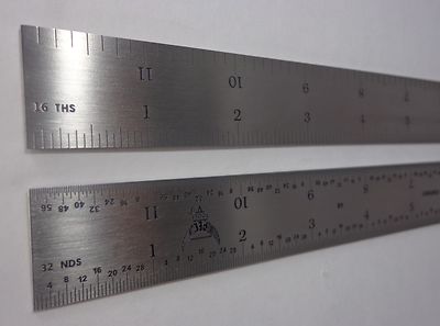 USA PEC 12" Rigid Stainless Steel 4R Machinist ruler/rule 1/64, 1/32, 1 ...