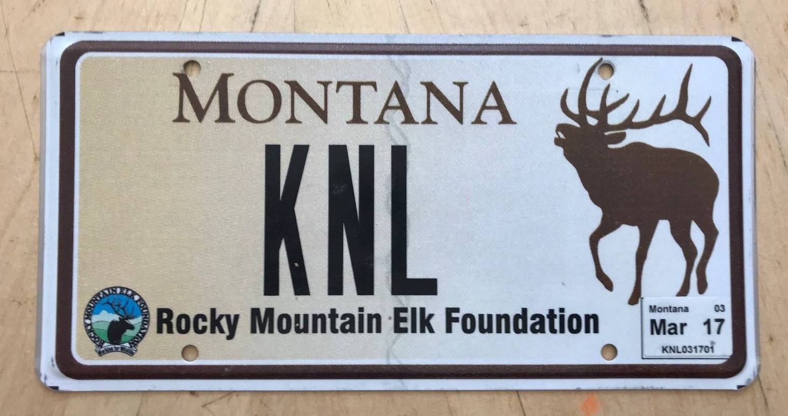 MONTANA COLORFUL ELK FOUNDATION VANITY LICENSE PLATE " KNL" KEN KURT ...