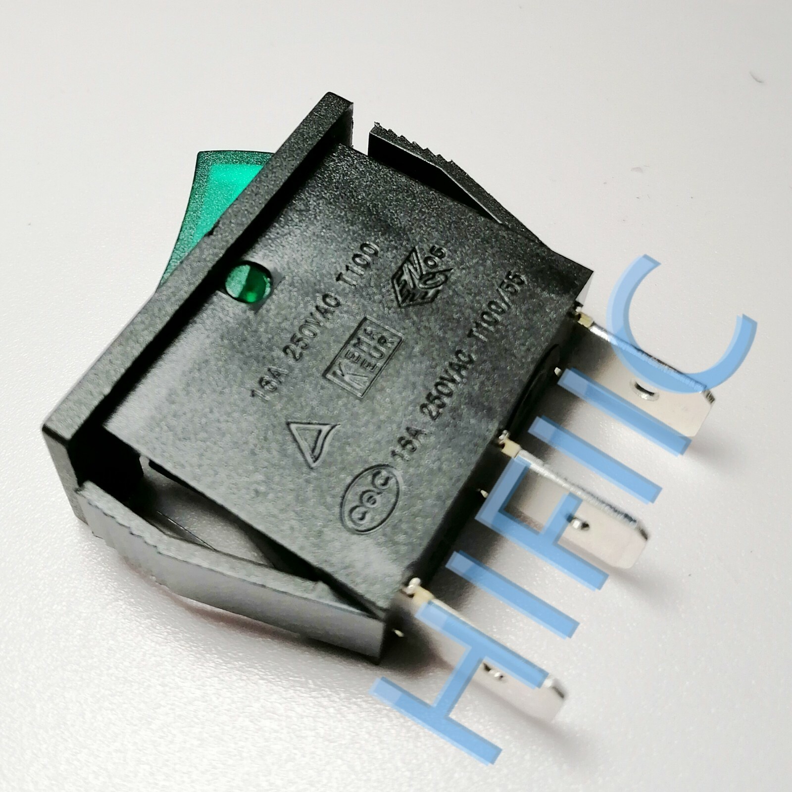 SOKEN RK1-11 Rocker Switch Green Lamp 16A 125/250VAC 3 Pins 2 Positions ...