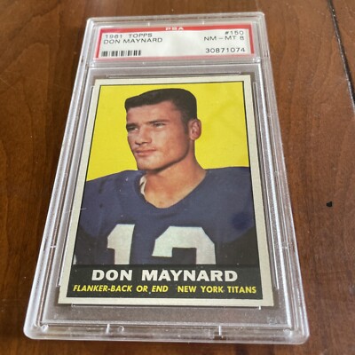 1961 TOPPS #150 DON MAYNARD Rookie RC HOF New York Titans Jets PSA 8 ...