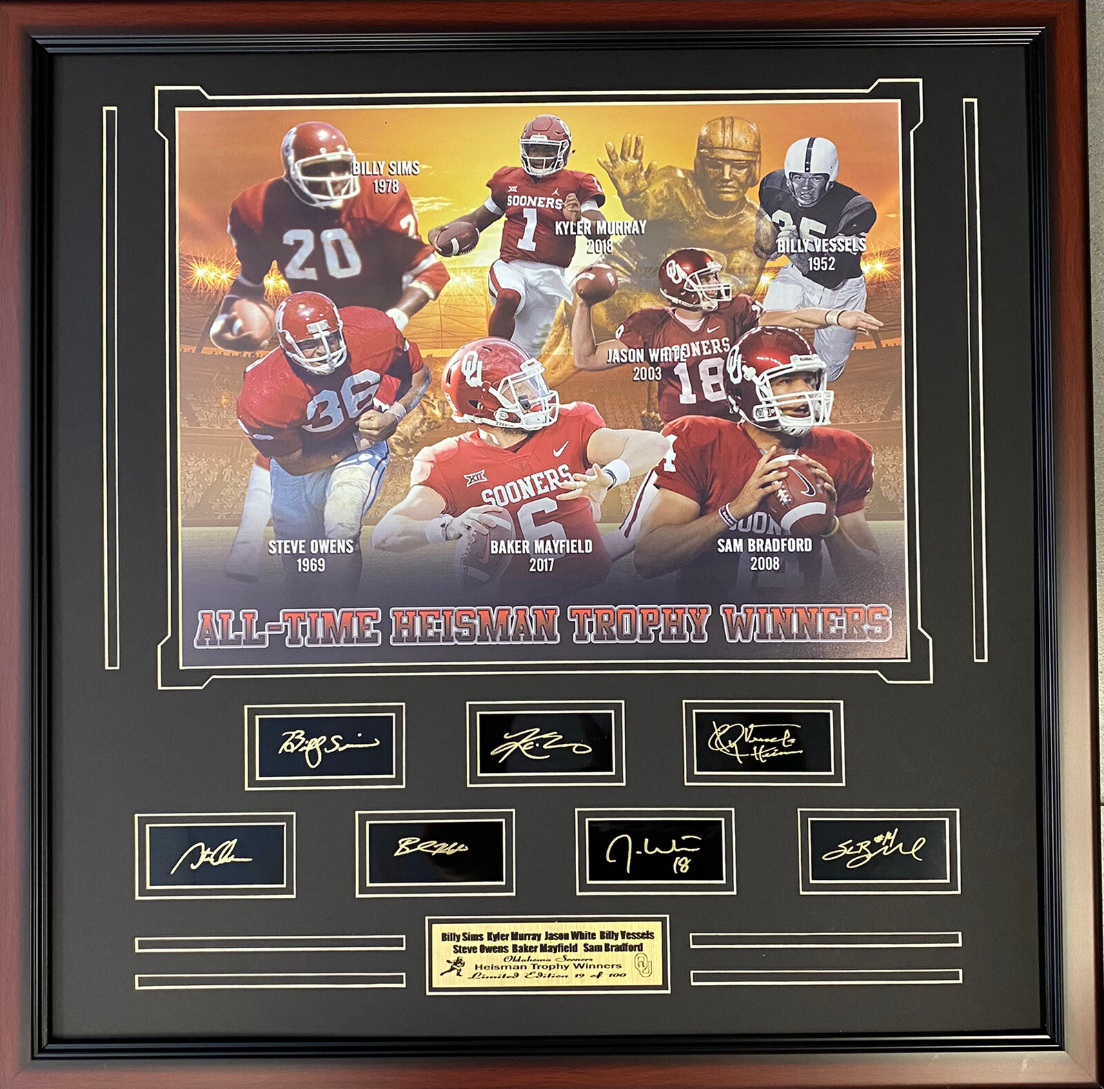 Oklahoma Sooners Heisman Trophy Winners Engraved Signatures Limited ...