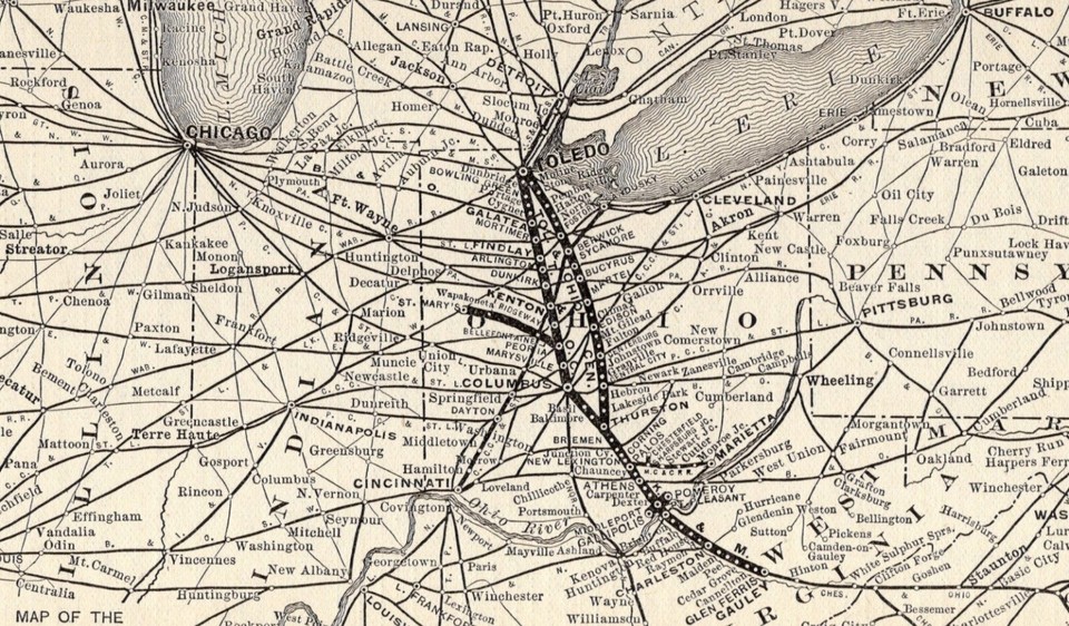 1905 Antique Ohio Central Lines Railway Map Antique ohio Railroad Map ...