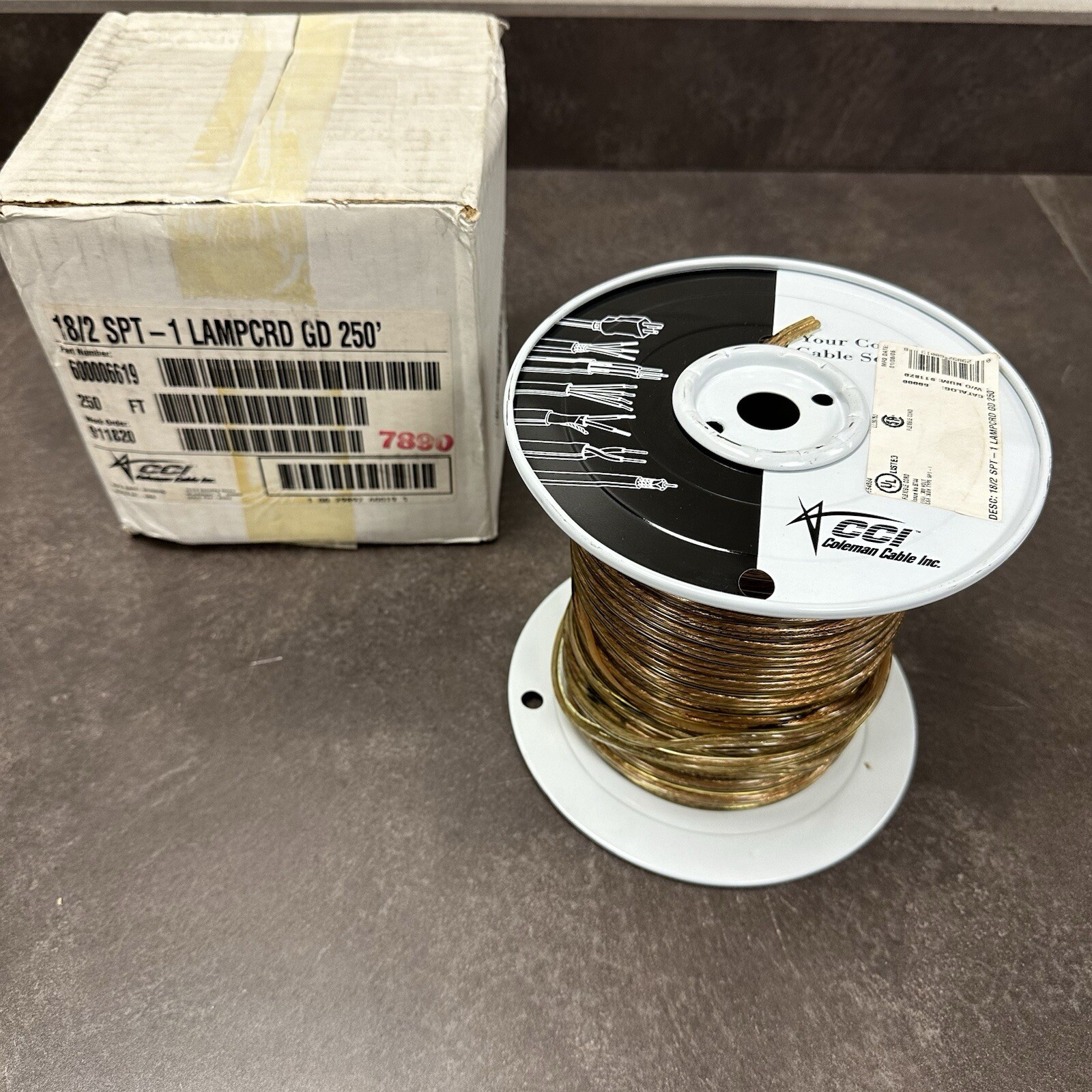 CCI Lamp Wire 18/2 x 250 ft. Gold Stranded Copper Lightweight SPT-1 ...
