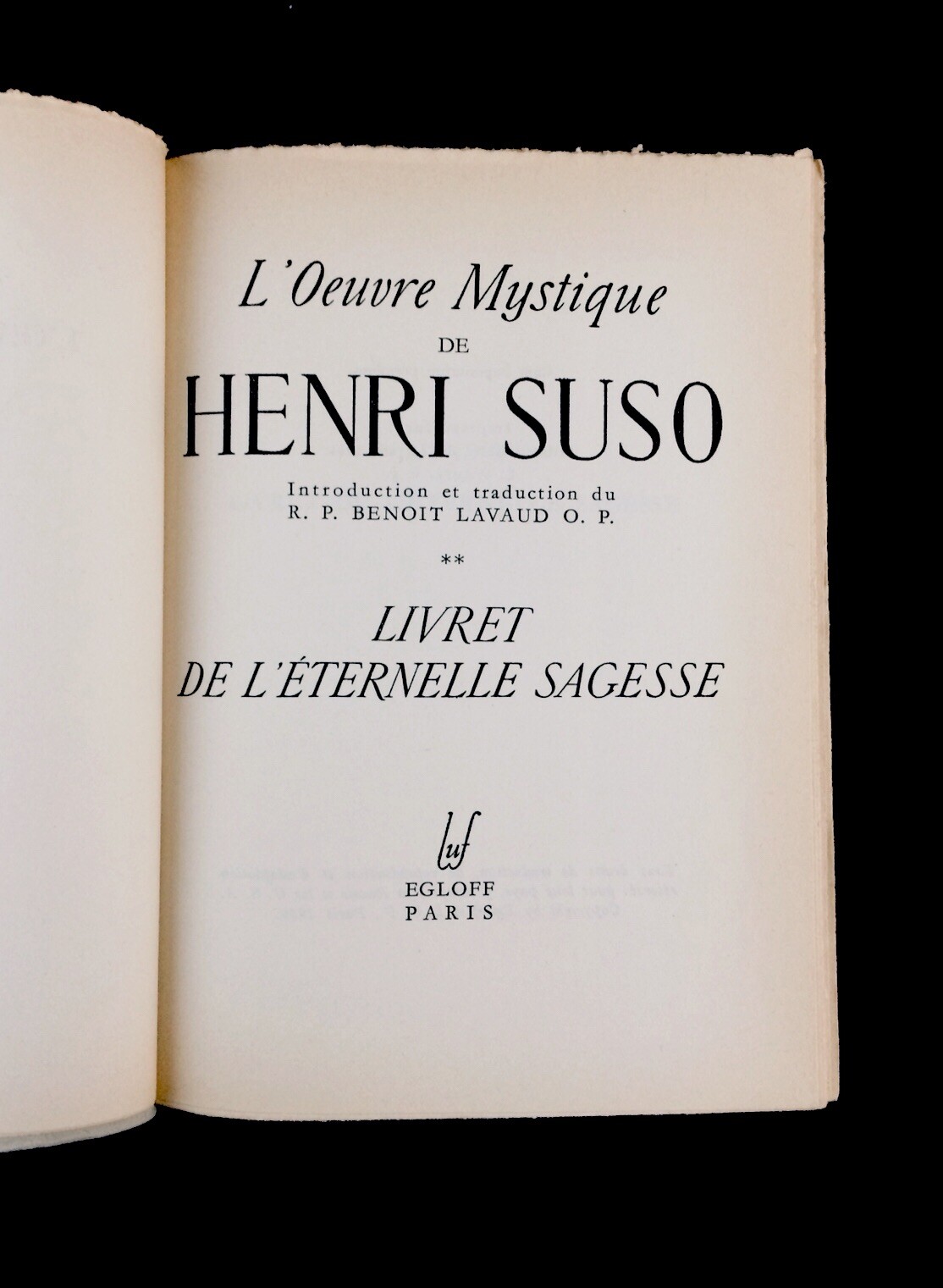 HENRI SUSO : LIVRET DE L'ÉTERNELLE SAGESSE . ŒUVRE MYSTIQUE (2 ...