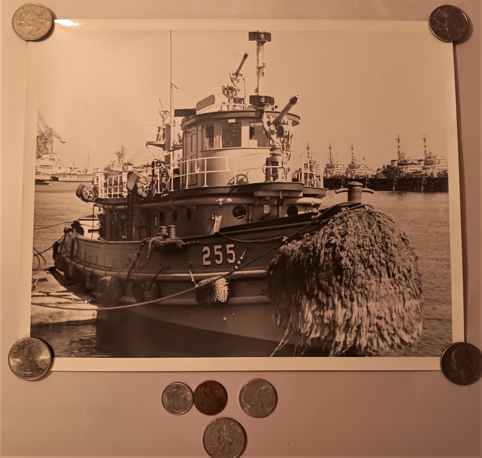 255 YARD TUG BOAT vtg WW2 naval shipyard 8x10 photo dd-538 uss stephen ...