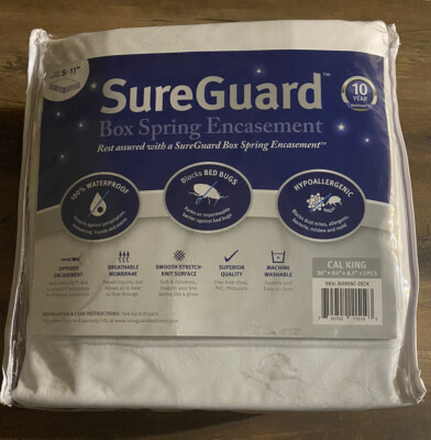 SureGuard Box Spring Protector Encasement CalKing Hypoallergenic 8-11 ...