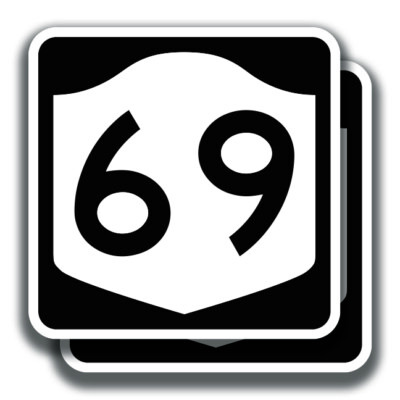 NEW YORK ROUTE 69 STICKER 2 Decals Road Sign Bogo Highway Car Bumper ...