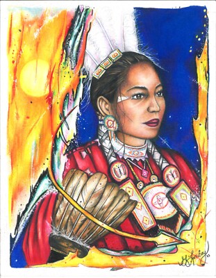 Original Signed Multimedia Drawing by Native American Art; MMIW SUNDOWN ...