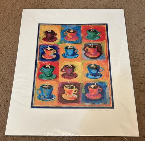 Michael Babyak Coffee Cups Print Signed on Mat 1996 Pop Art | eBay