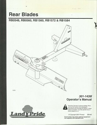 LAND PRIDE REAR BLADES RB0548 RB0560 RB1560 RB1572 RB1584 Operator's ...