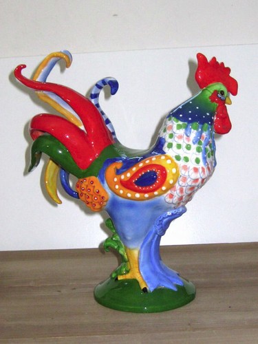 Poultry in Motion Ceramic Rooster Colorful Statement Decor 10" Sharon ...