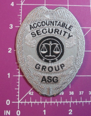 Accountable Security Group ASG shield shaped patch-new | eBay
