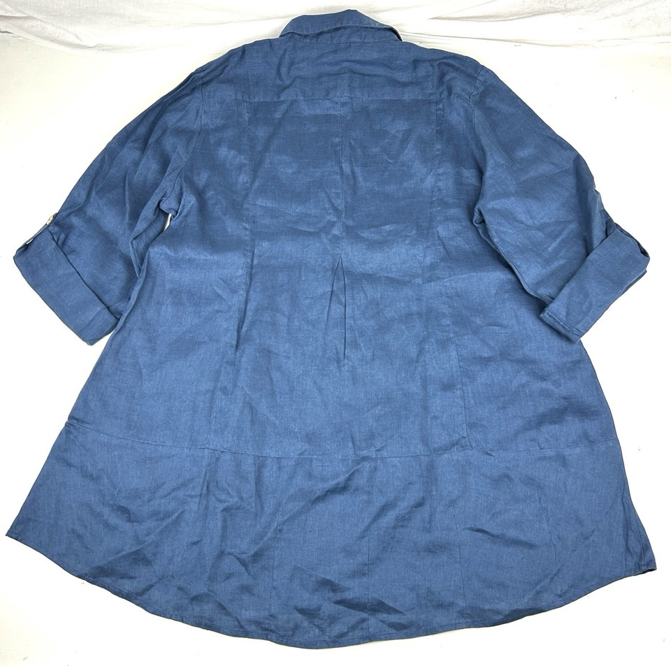 Soft Surroundings Blue 100% Linen Tunic Shirt Blouse Top XL Coastal ...