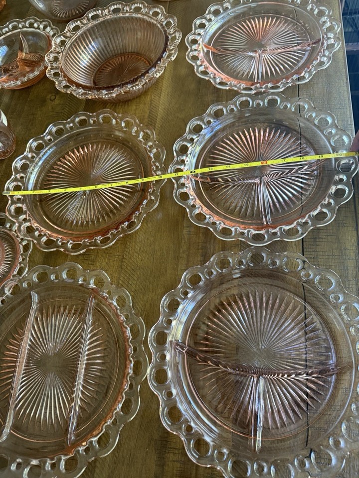 Vintage Pink Depression Glass Set – 28 Pieces – Exquisite Scalloped ...