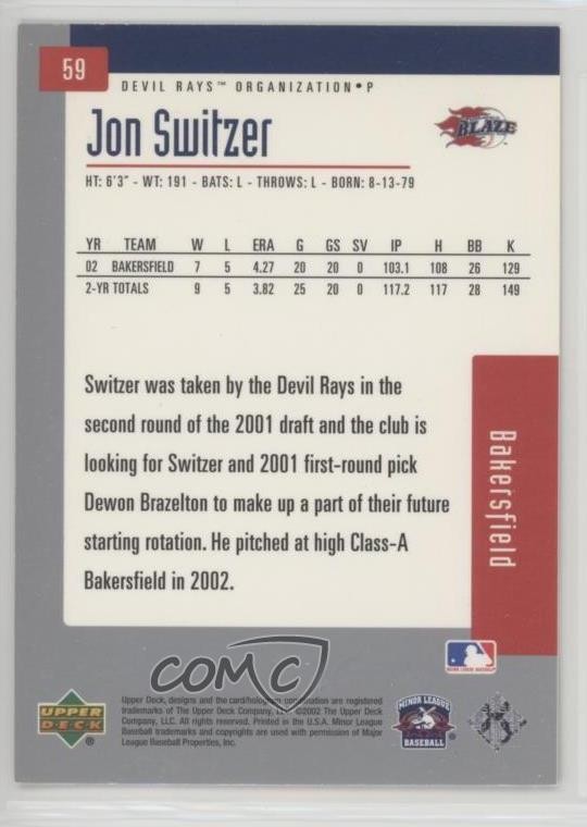 2002 Upper Deck Minor League Baseball Jon Switzer #59 | eBay