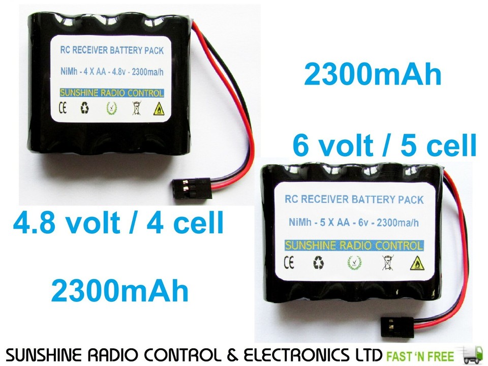 RC Receiver RX Battery Packs Premium 4.8 / 6v 2300mAh Flat NiMh AA ...
