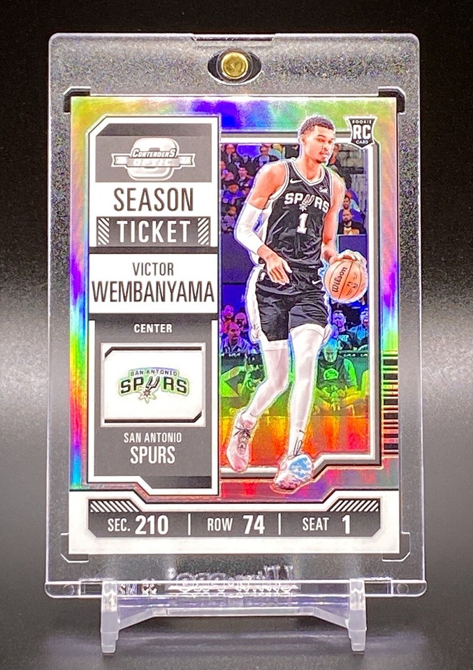 Victor Wembanyama ROOKIE REFRACTOR SEASON TICKET CARD ROY SPURS w/CASE ...