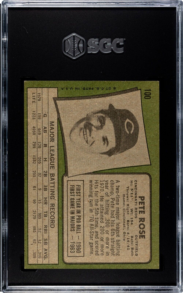 Pete Rose 1971 Topps SGC 5 Baseball Card Graded Vintage Cincinnati Reds ...