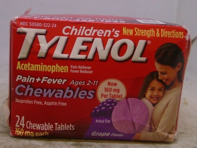 TYLENOL Children's Pain Relief Chewables Tablets Grape 24 EA for sale ...