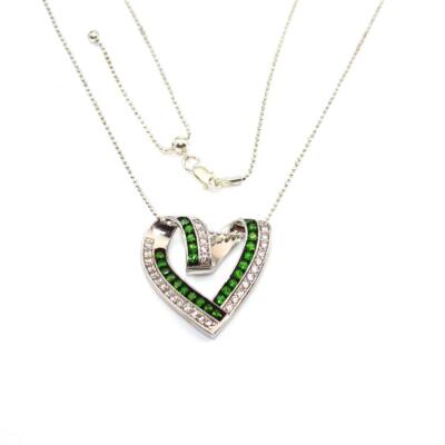 Sterling Silver Necklace Tsavorite Garnet Topaz Heart Bead Ball Disco ...